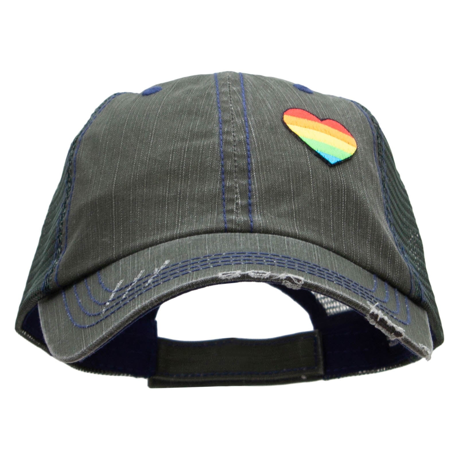 Rainbow Hart Shaped Patched Low Profile Special Cotton Mesh Cap - Green ...