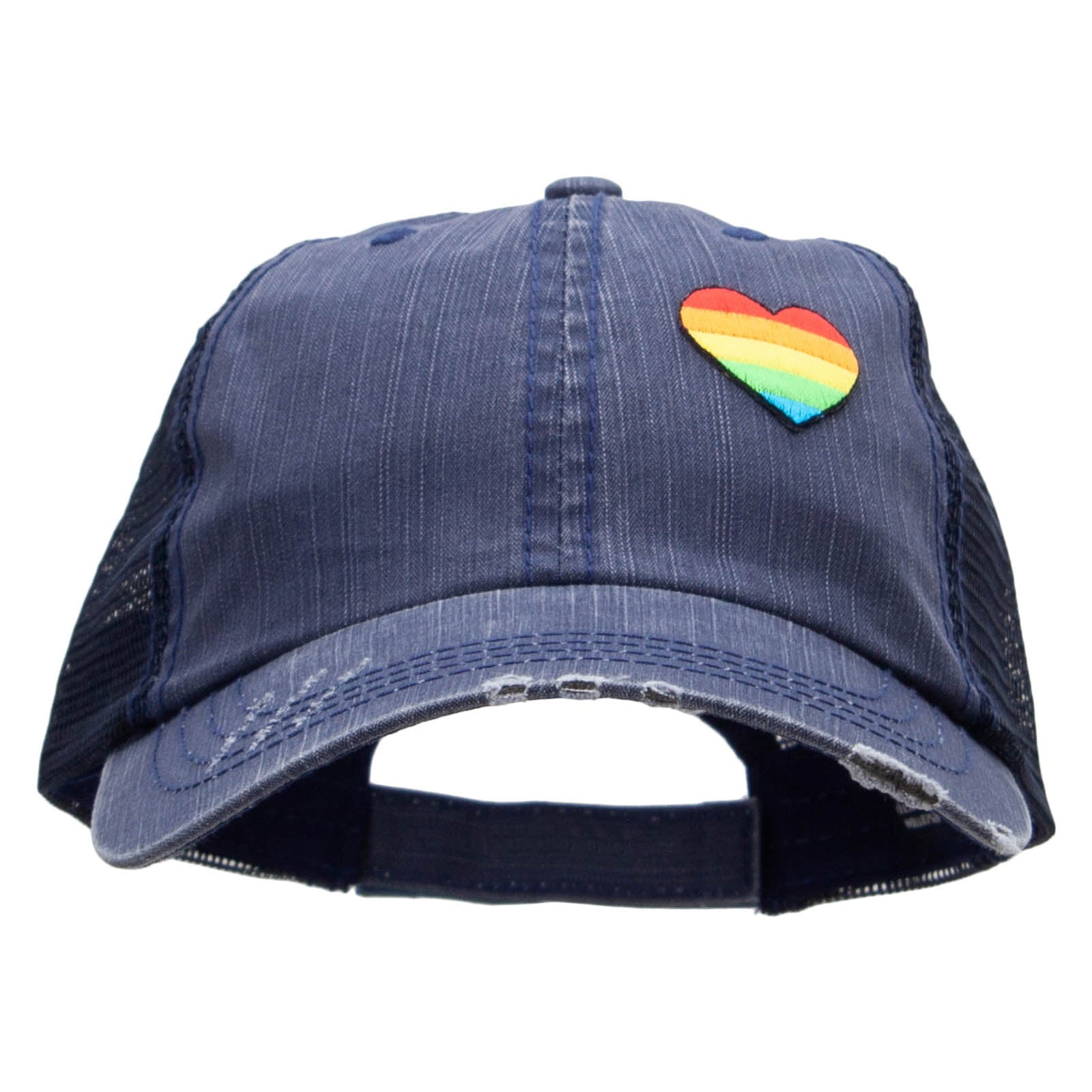 Rainbow Hart Shaped Patched Low Profile Special Cotton Mesh Cap - Navy ...