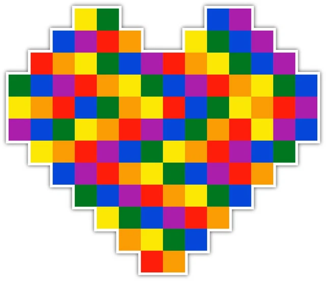 Rainbow Heart Geometric Sticker Car Laptop Phone Wall Pixel Artphone ...