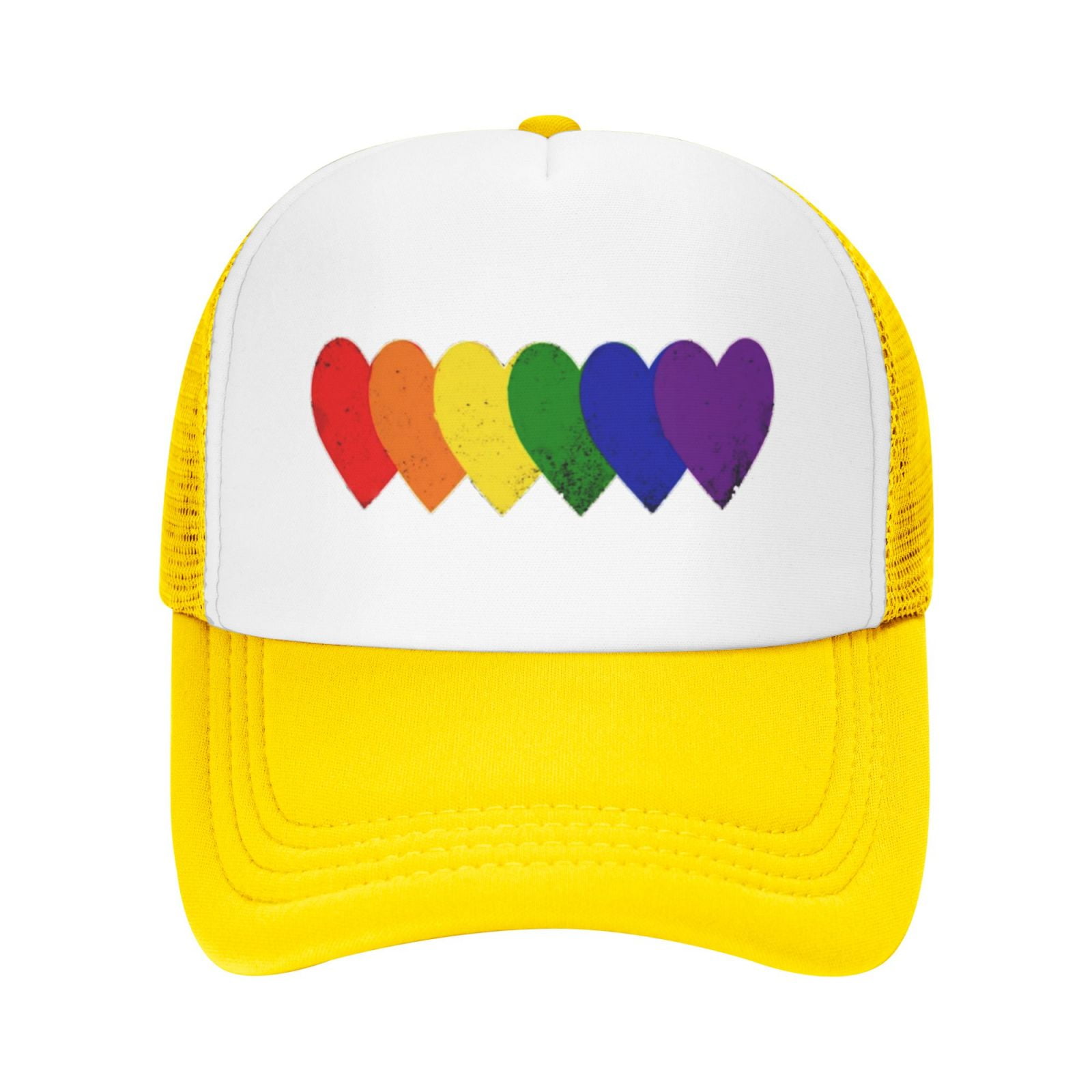 Rainbow Heart Hats for Men Women Mesh Baseball Cap Adjustable Classic ...