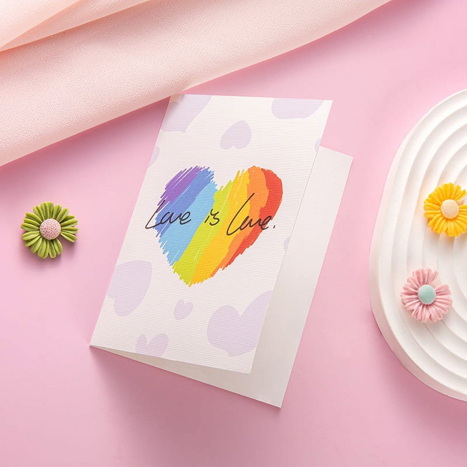 Rainbow Heart Love Card - Inspirational Greeting Card with Love is Love ...