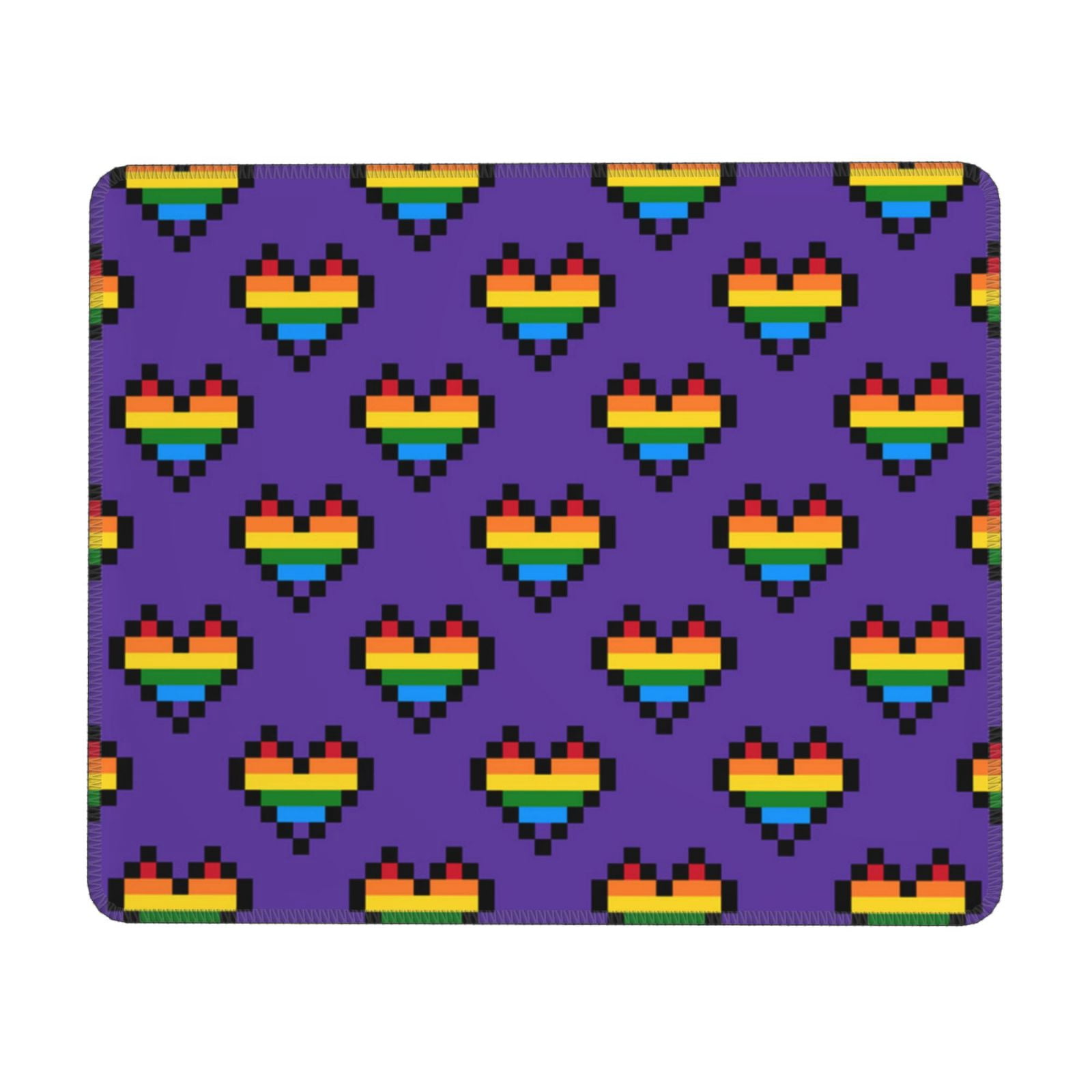 Rainbow Heart Pixel Art LGBT Mouse Pad Non-Slip Rubber Gaming Mousepad ...