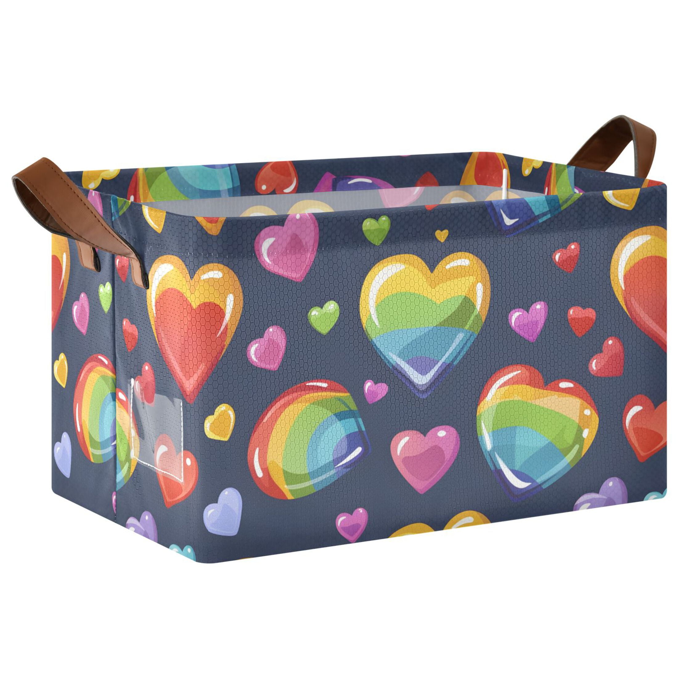Rainbow Hearts Balloon Collapsible Storage Bins Fabric Shelf Baskets ...