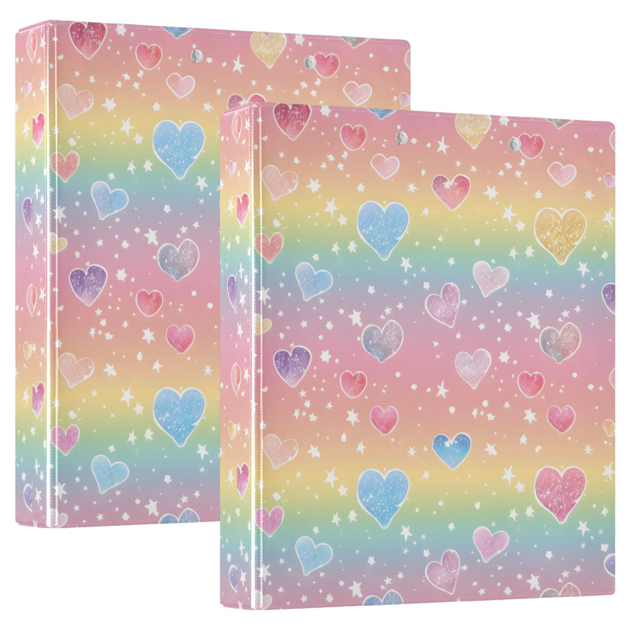 Rainbow Hearts Hardcover 3 Ring Binder 1.5” Round Rings Binder ...