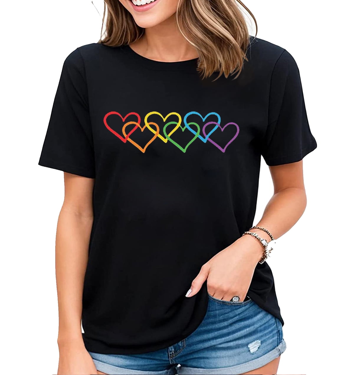 Rainbow Hearts Pride LGBTQ T-Shirt 4X- - Walmart.com