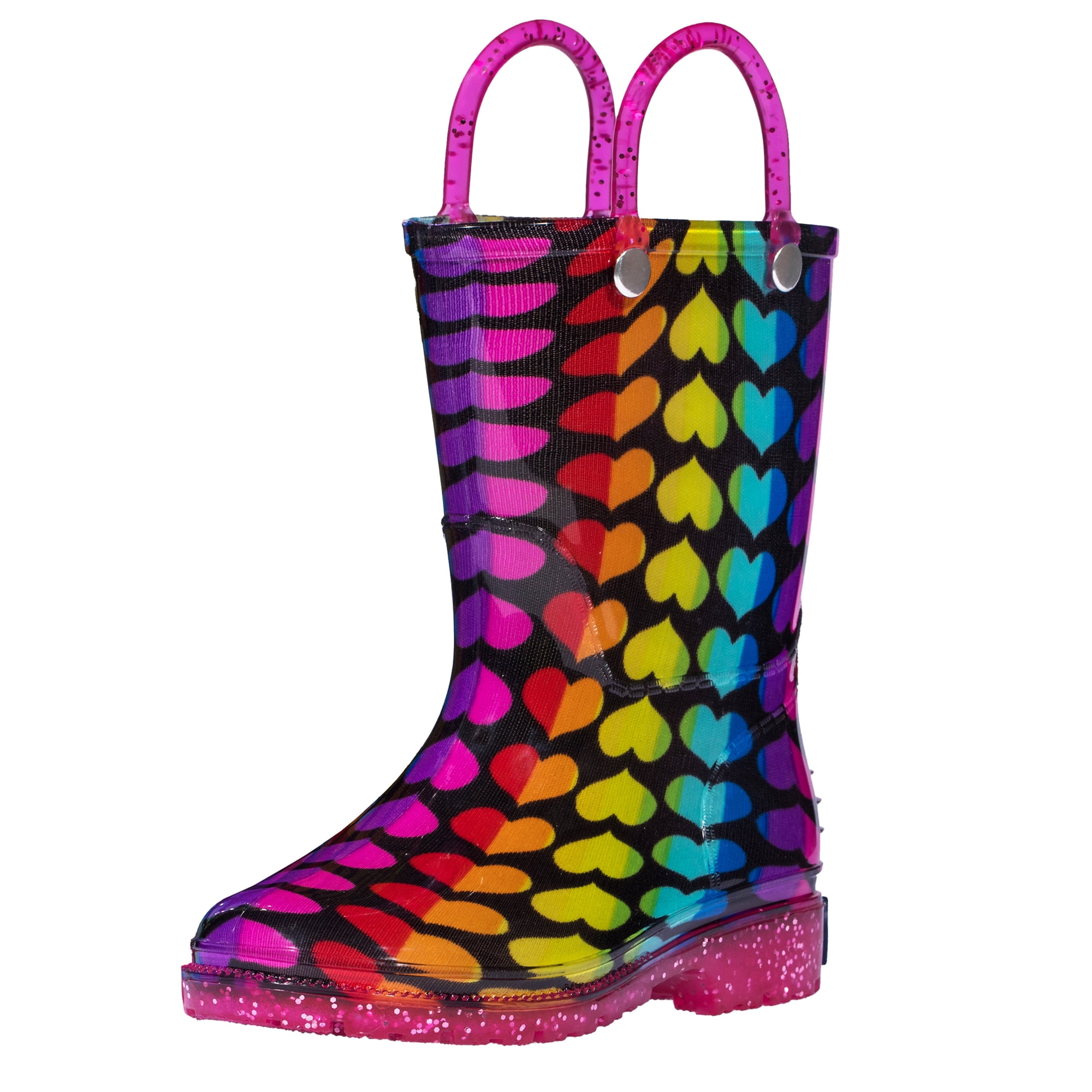 Rainbow Hearts Rain Boots, size 5T - Walmart.com