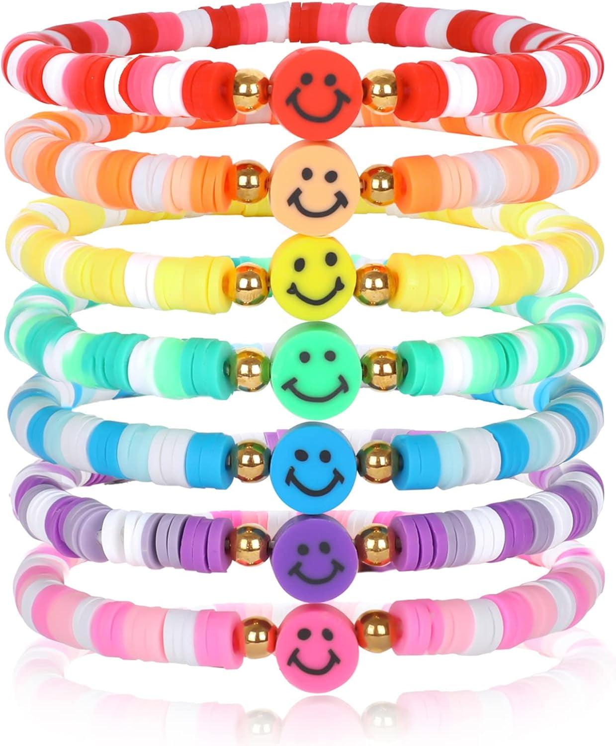 Rainbow Heishi Surfer Bracelets Set For Women Stackable Clay Beaded ...