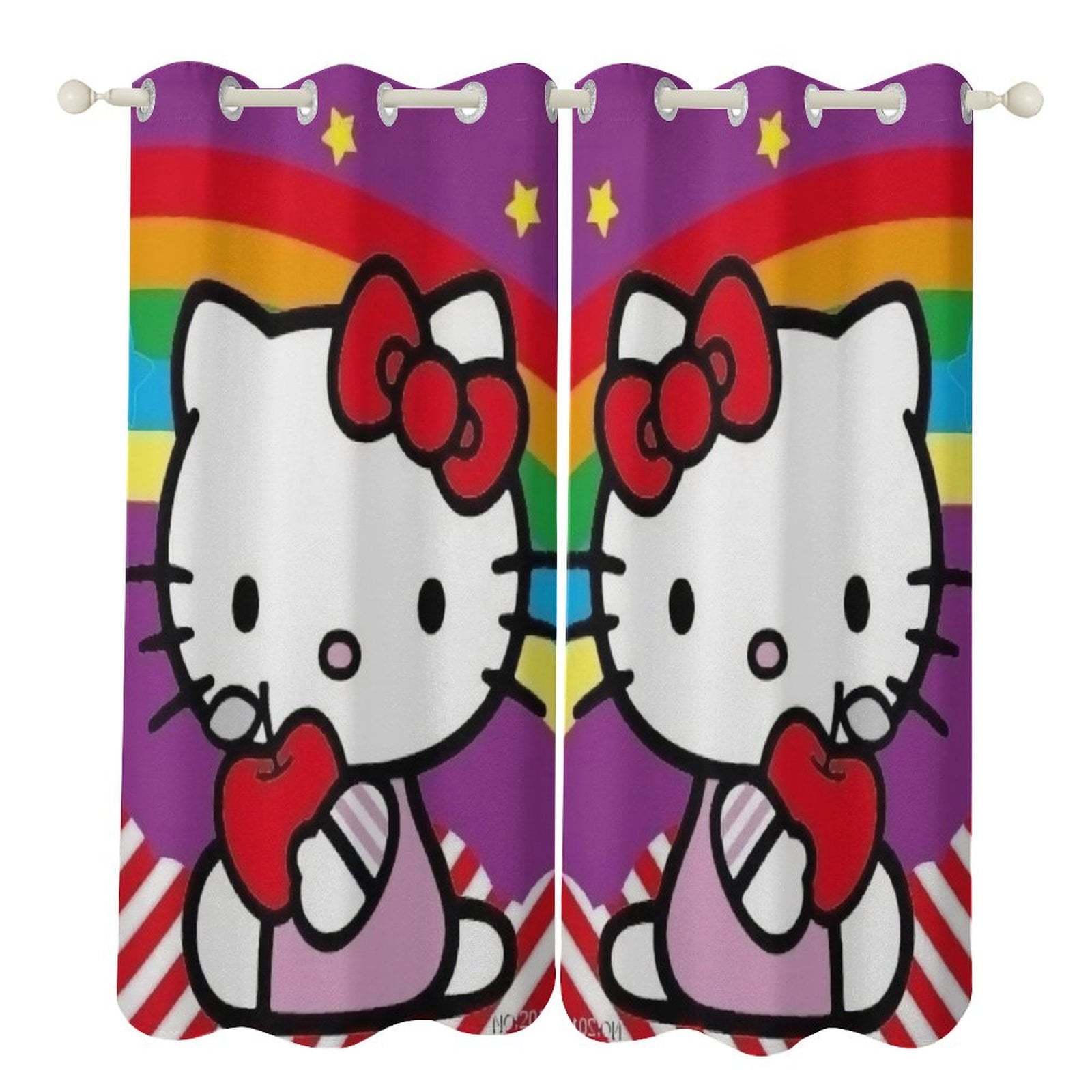 Rainbow Hello Kitty Kids Curtains 52 X 72 Inch,Cartoon Blackout ...