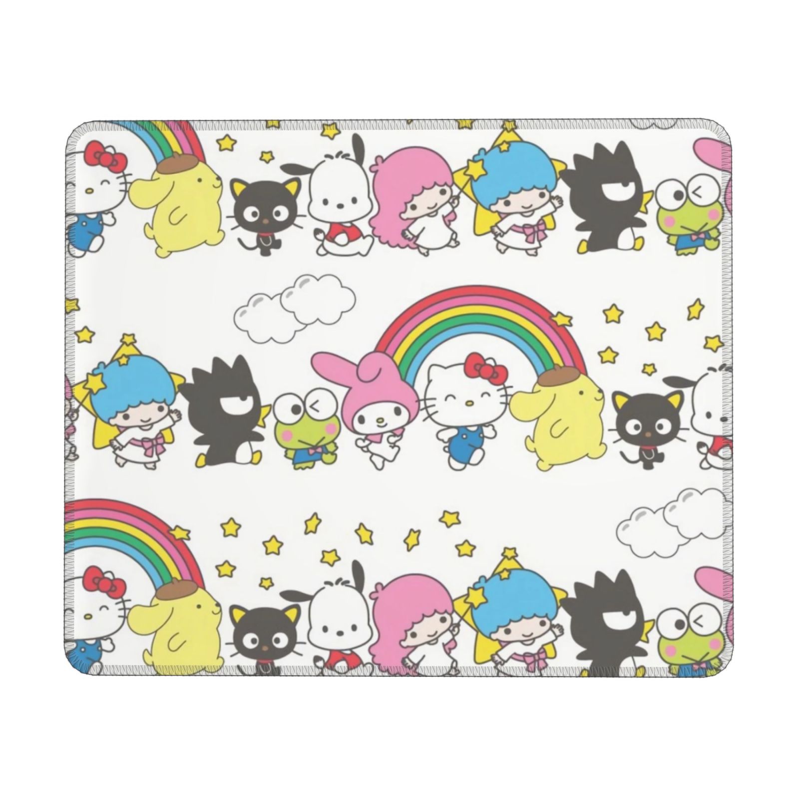 Rainbow Hello-Kitty Mymelody Kuromi Square Mouse Pad with Stitched Edge ...