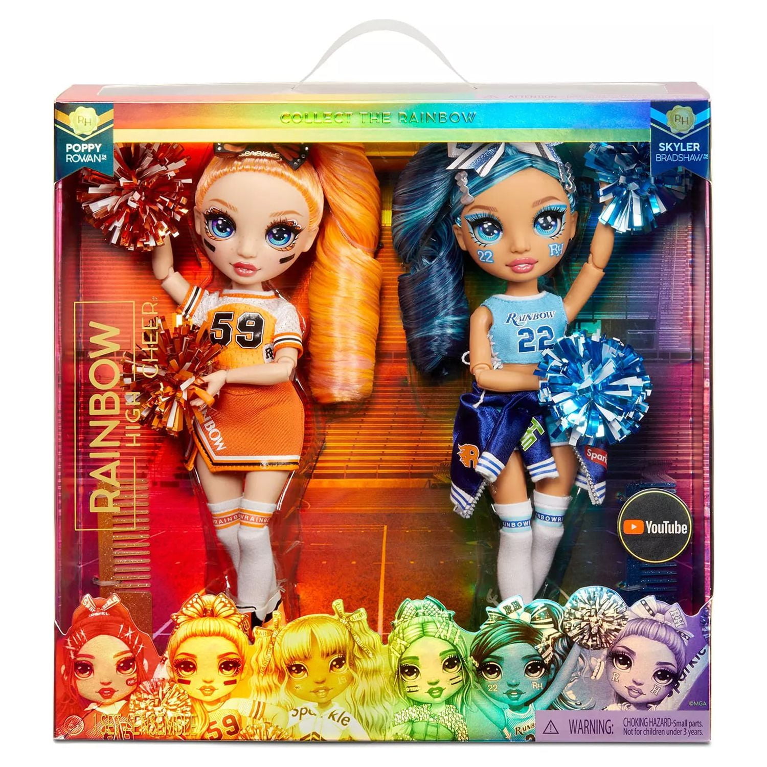 Rainbow High Cheer Fashion Dolls 2 Pack, Poppy Rowan & Skyler Bradshaw ...