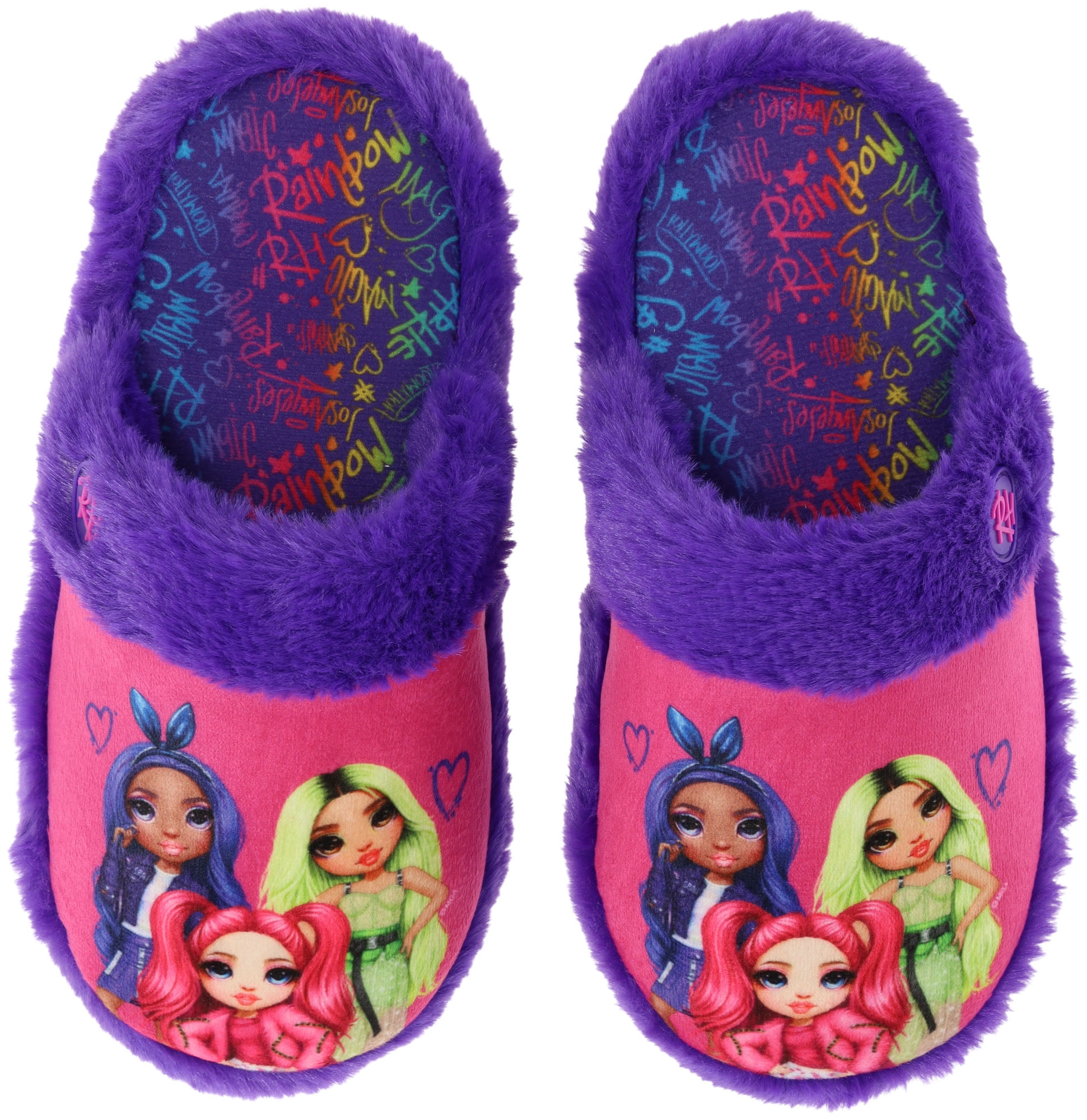 Walmart's Rainbow High Girls' Little Fuzzy Bedroom Scuff Slippers, Two ...