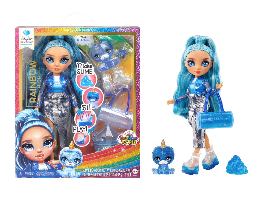 Rainbow High Skyler (Blue) with Slime Kit & Pet - 11” Shimmer Doll ...