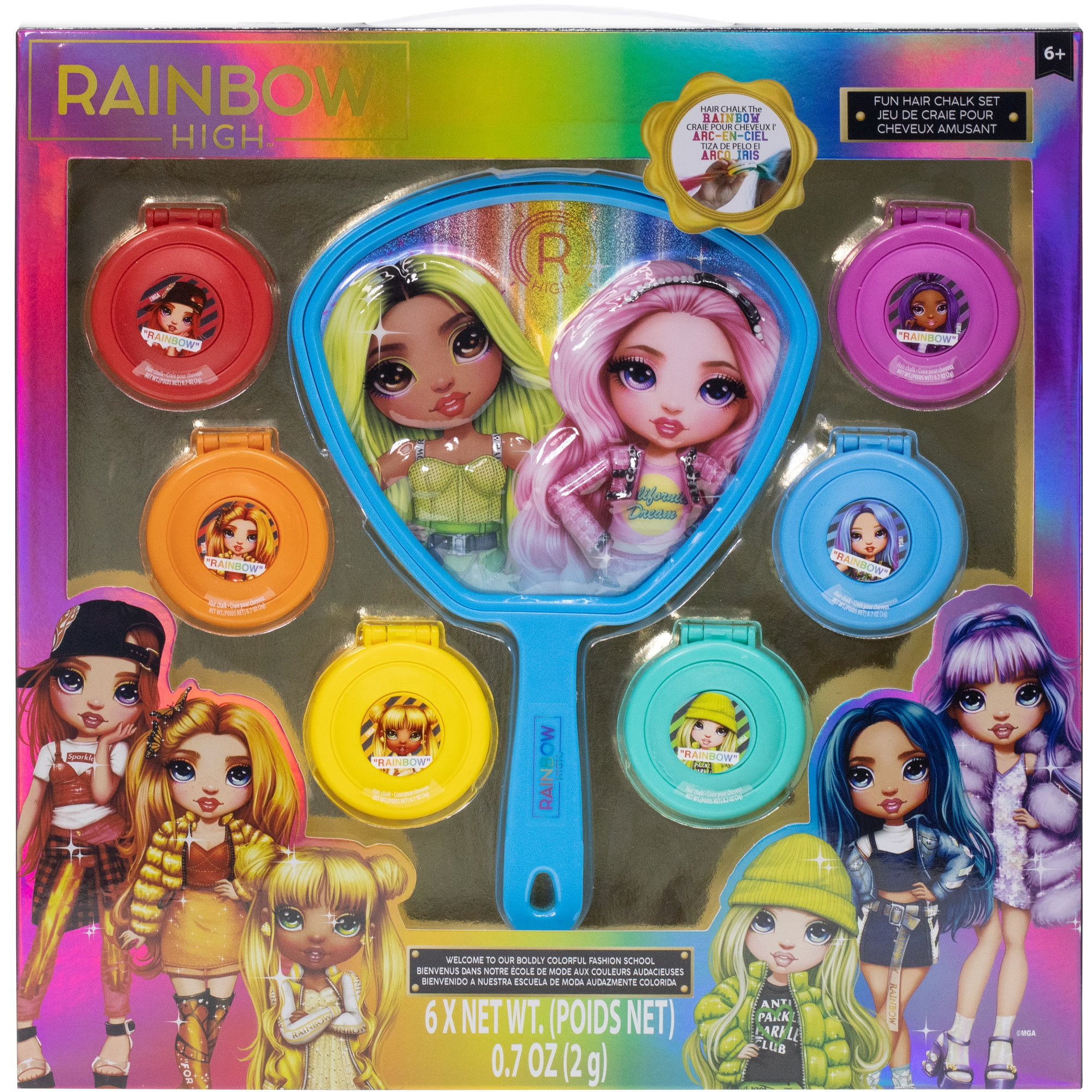 Rainbow High - Townley Girl 6 pcs Hair Chalk Set With Mirror For Kids ...