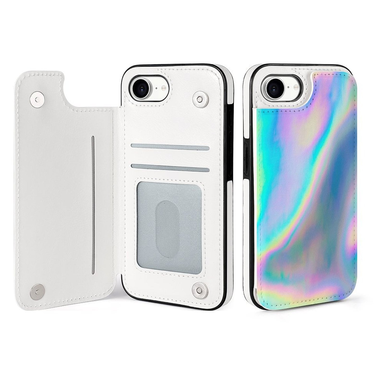 Rainbow Holographic Abstract Color Gradient Leather Wallet Case for ...