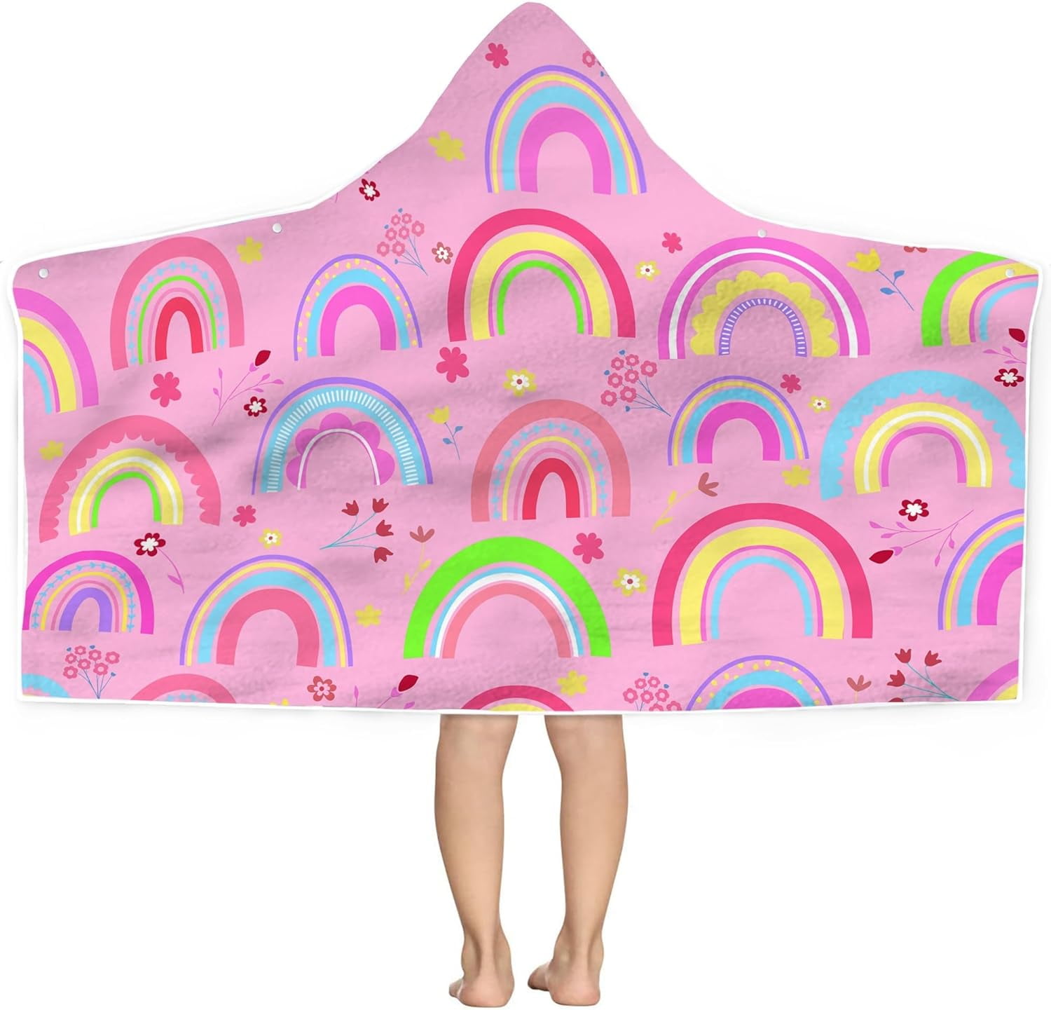 Rainbow Hooded Beach Towel for Kids, Cute Rainbow Bath Towel with Hood ...