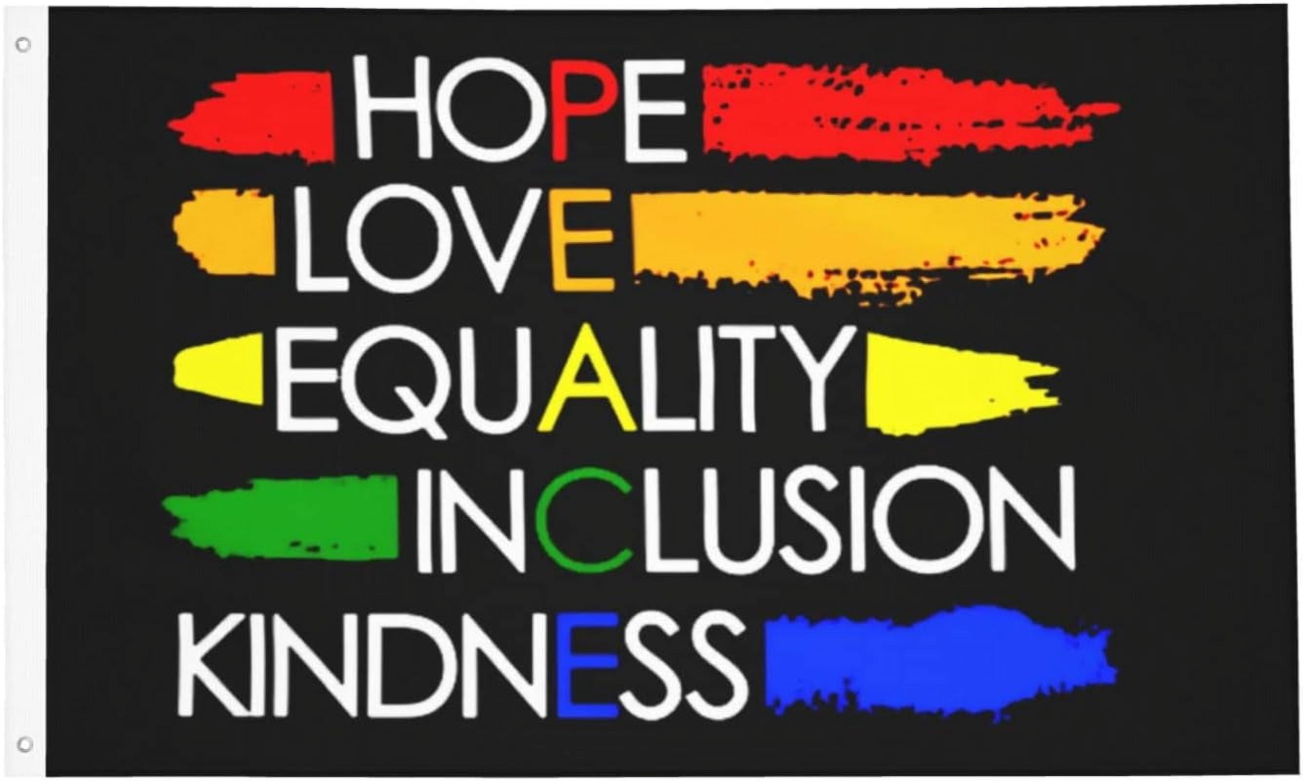 Rainbow Hope Love Equality Inclusion Kindness Banner With Metal ...