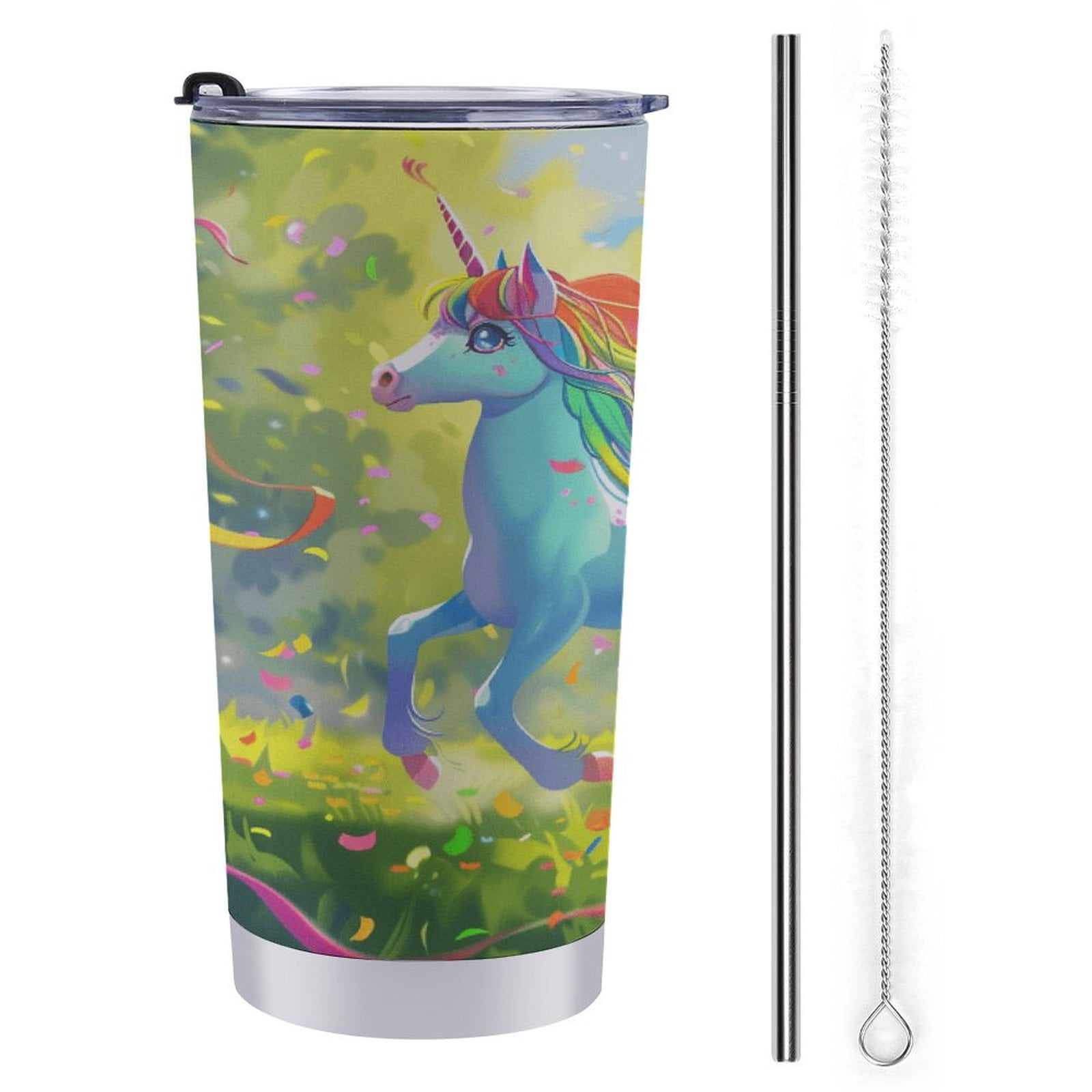 Rainbow Horse with Wings 20oz Tumbler with Lids And Straws, Stainless ...