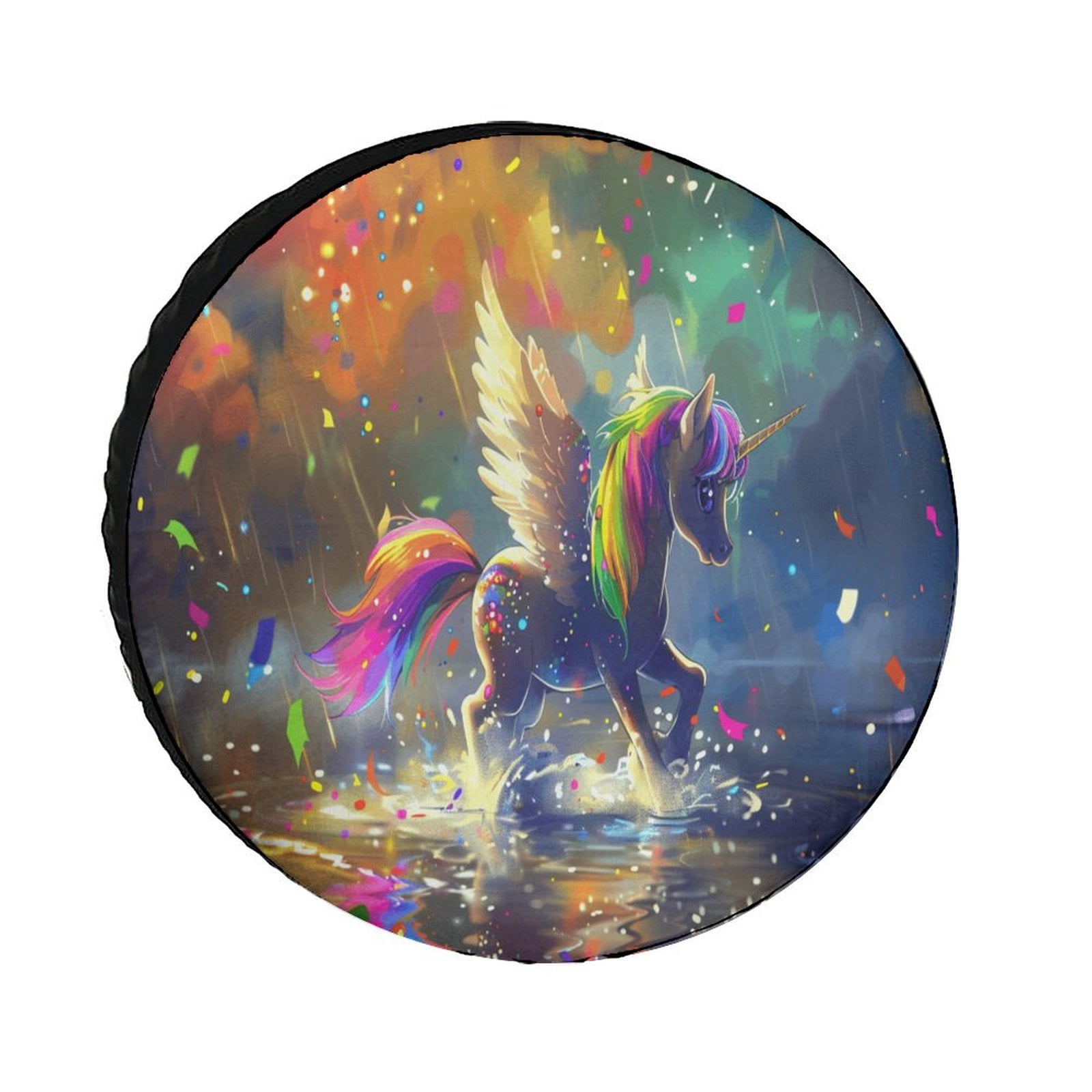 Rainbow Horse with Wings Spare Tire Cover, Universal Wheel Tire Cover ...