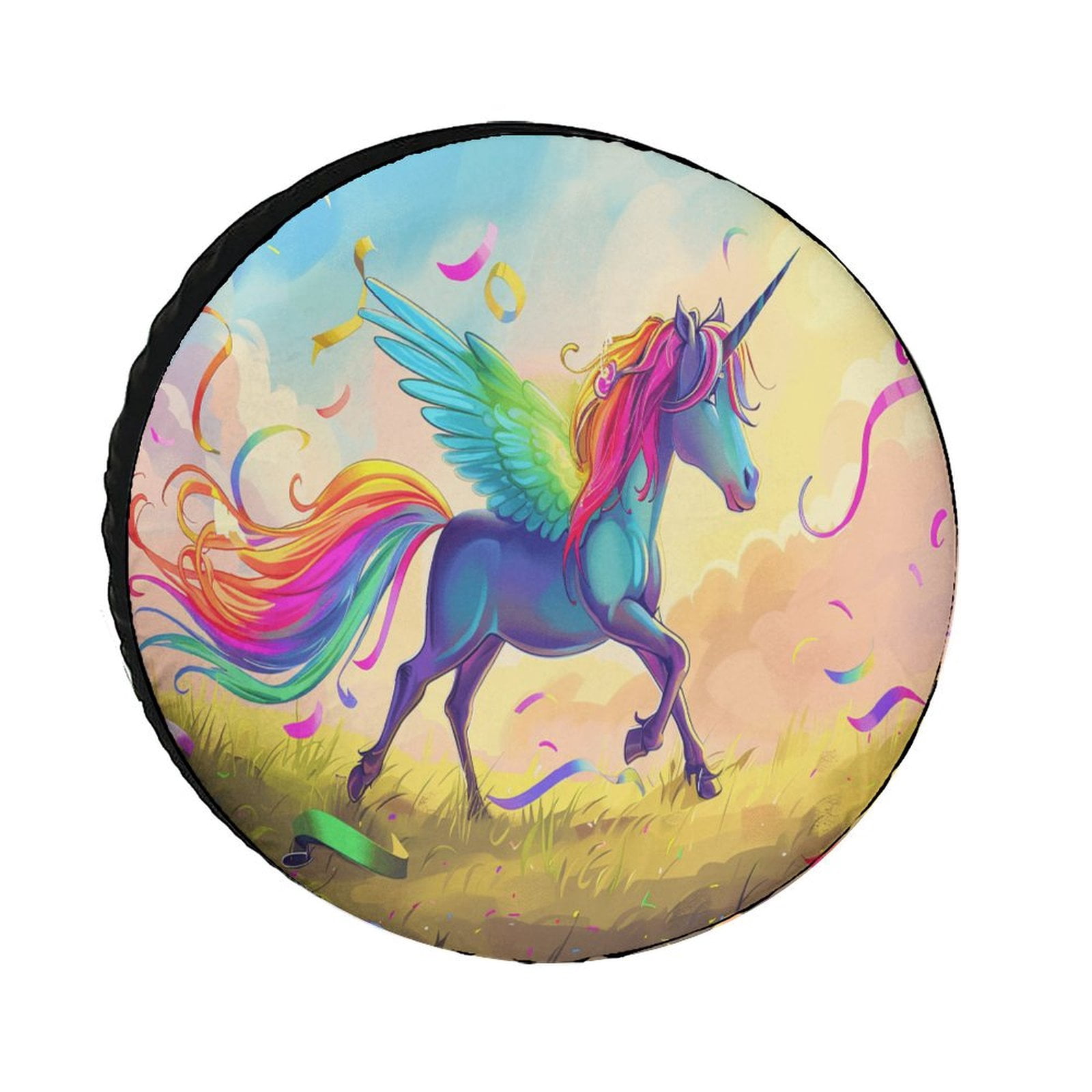 Rainbow Horse with Wings Spare Tire Cover, Universal Wheel Tire Cover ...