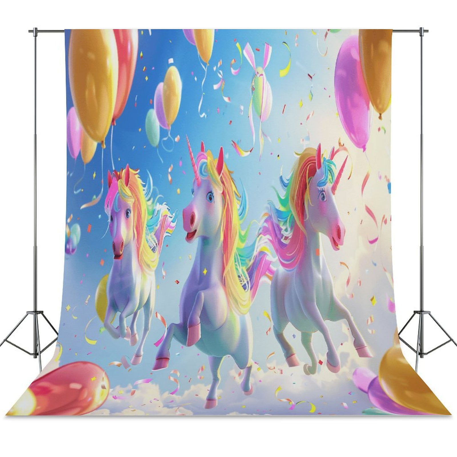 Rainbow Horse with Wings Spring Wall Backdrop Background Floral ...
