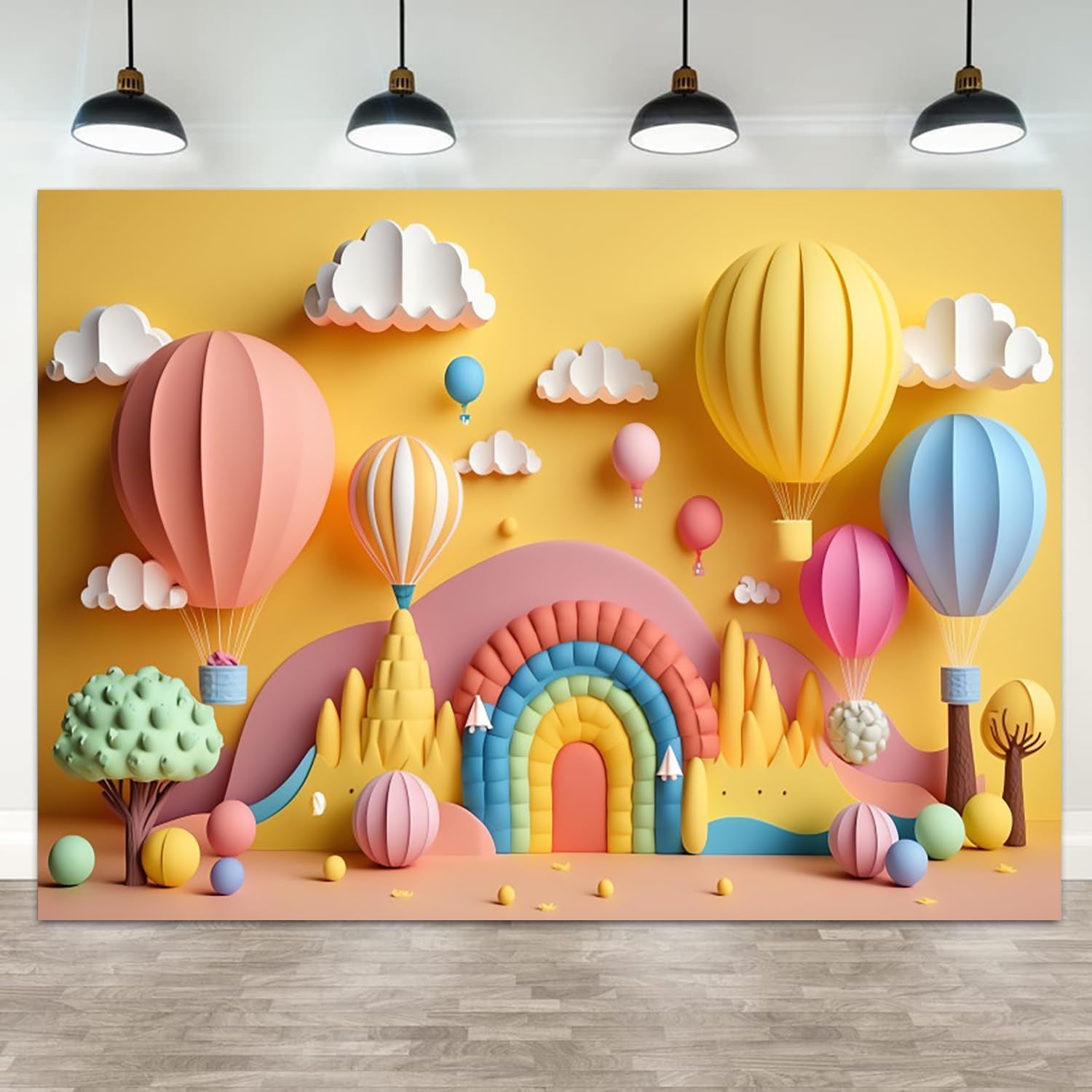 Rainbow Hot Air Balloon Backdrop Travel Adventure Birthday Photography ...