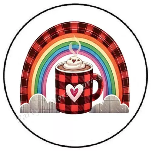 Rainbow Hot Cocoa Valentines Day Sticker Party Favors Sticker Envelope ...