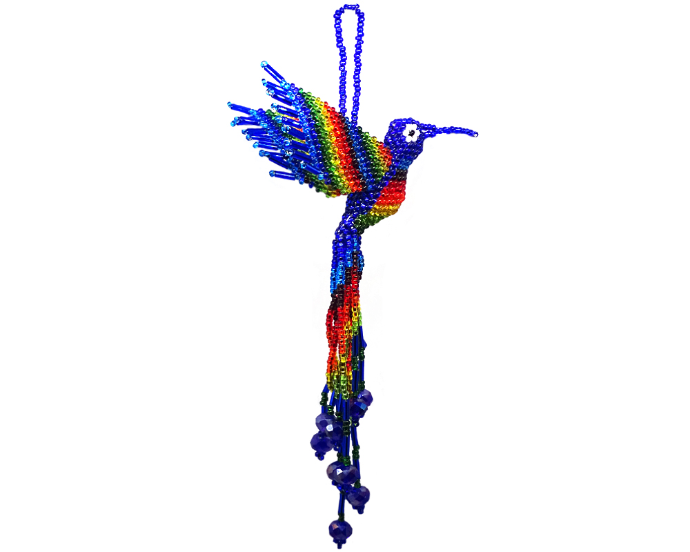 Rainbow Hummingbird Hanging Figurine Ornament Czech Glass Seed Bead ...