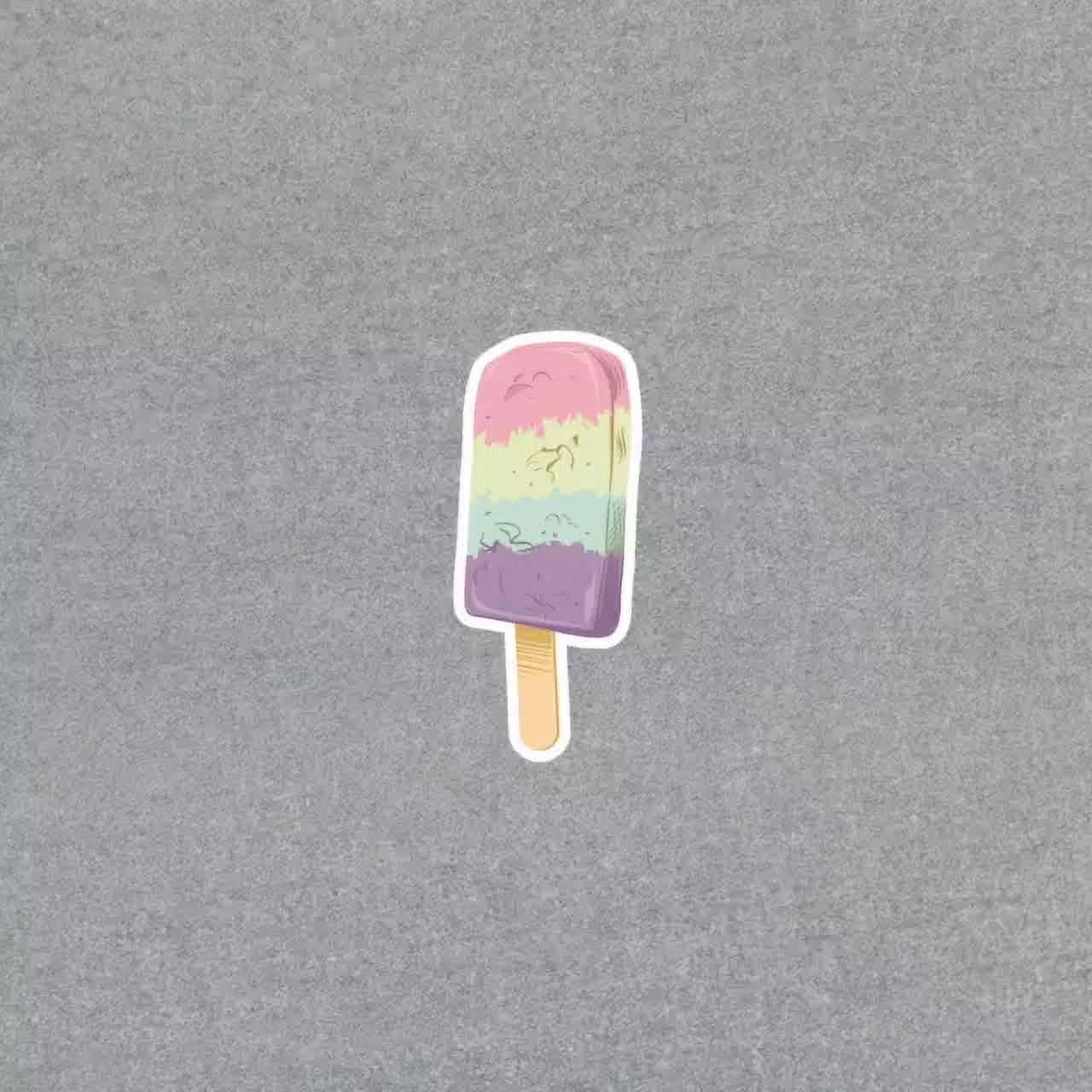 Rainbow Ice Cream Bar Sticker - Cute Melting Popsicle Layered Vinyl ...
