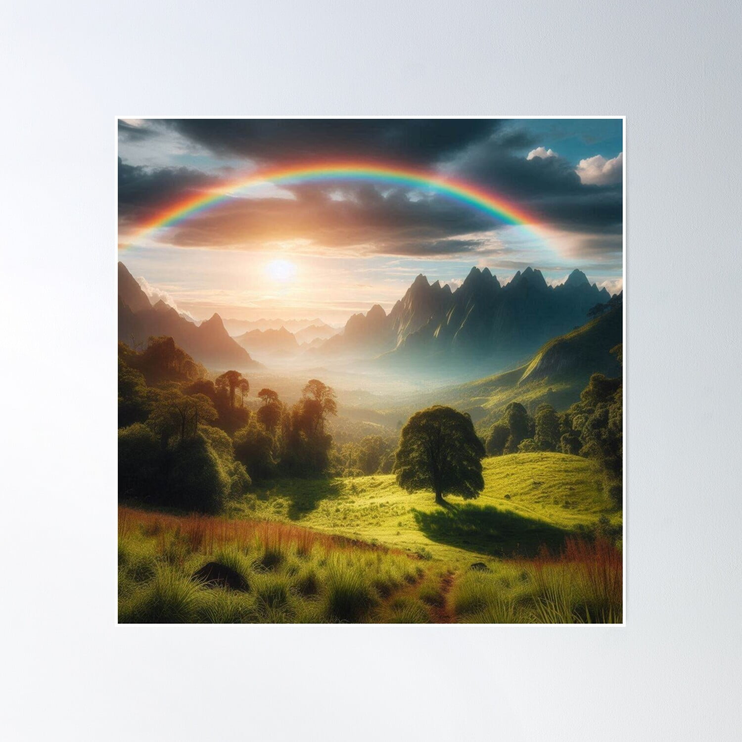Rainbow In The Sky Poster Wall Art, Modern Wall Decor, 16x16 UNFRAMED ...
