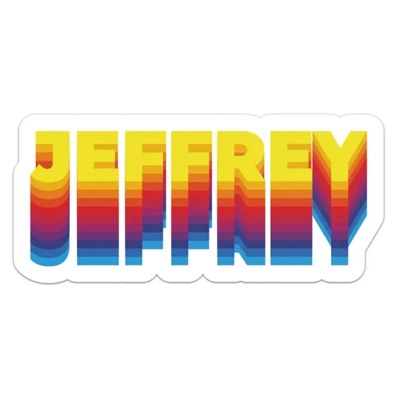 Rainbow Jeffrey Name Sticker Phone Decal Water Bottle Stickers Car ...