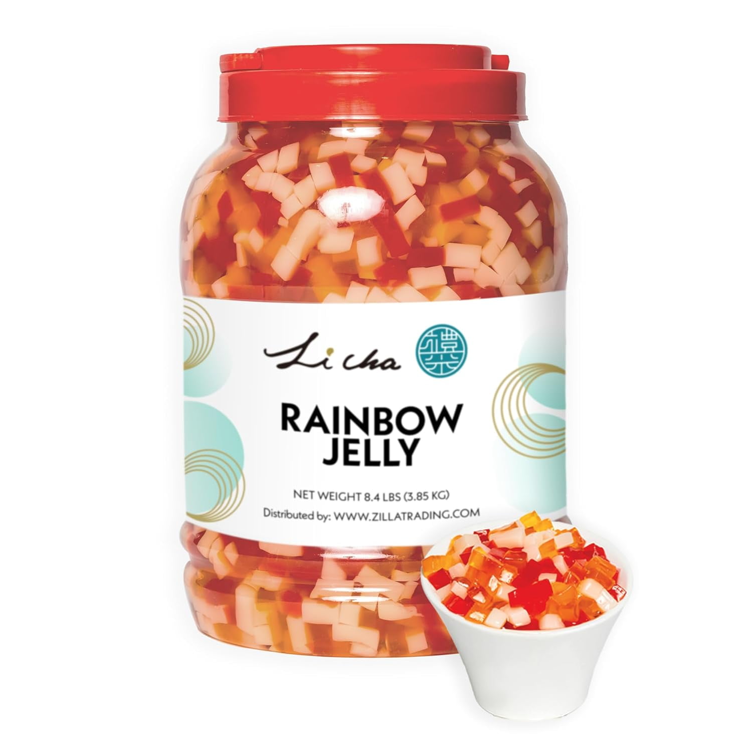 Rainbow Jelly (3.8kg/8.4lbs Container) | Topping for Bubble Milk Tea, Boba Beverages Desserts ...