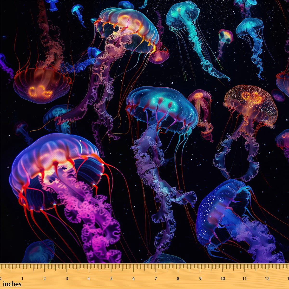 Rainbow Jellyfish Decorative Fabric,Cartoon Jellyfish Indoor Outdoor ...