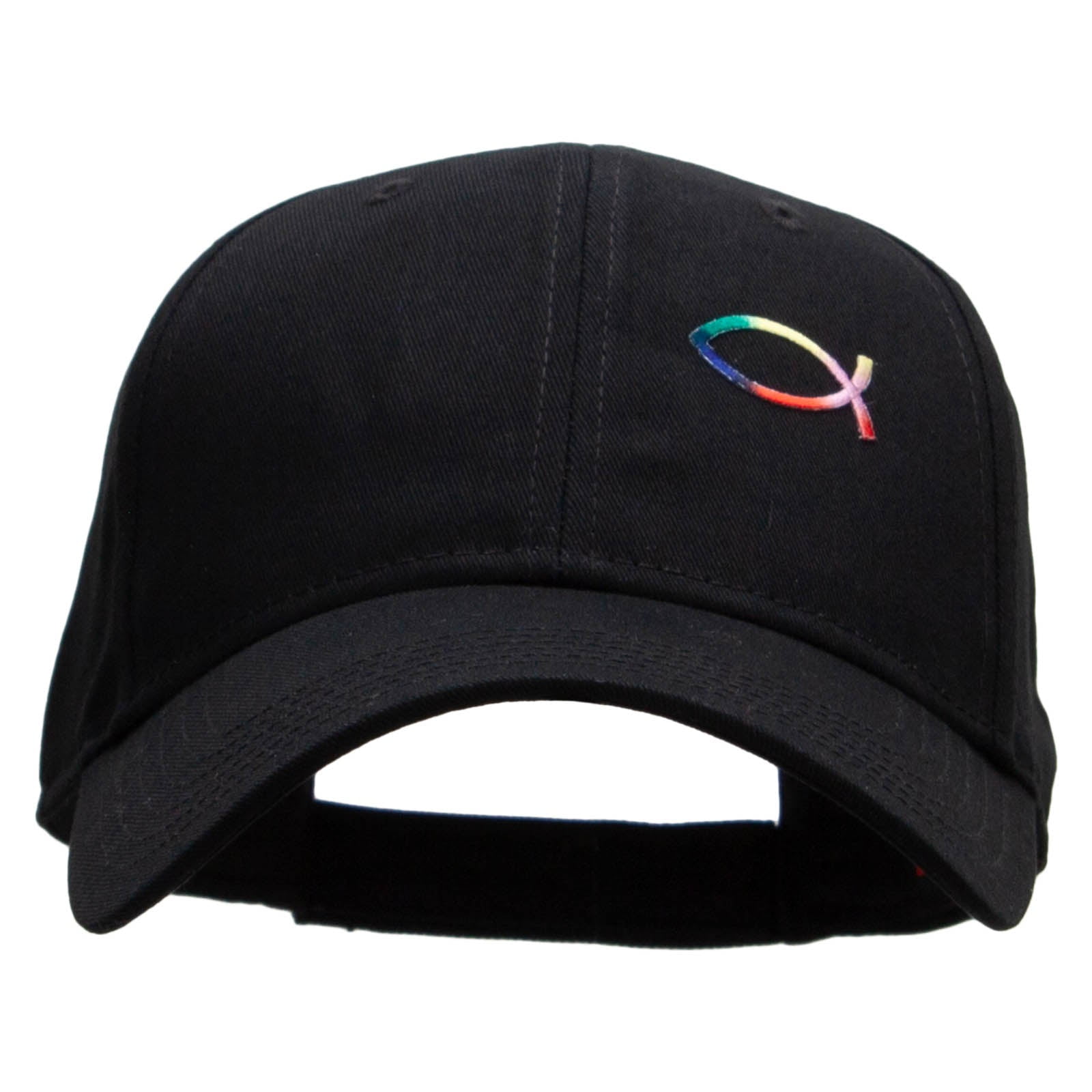 Rainbow Jesus Fish Christian Patched Low Profile Cap - Black OSFM ...