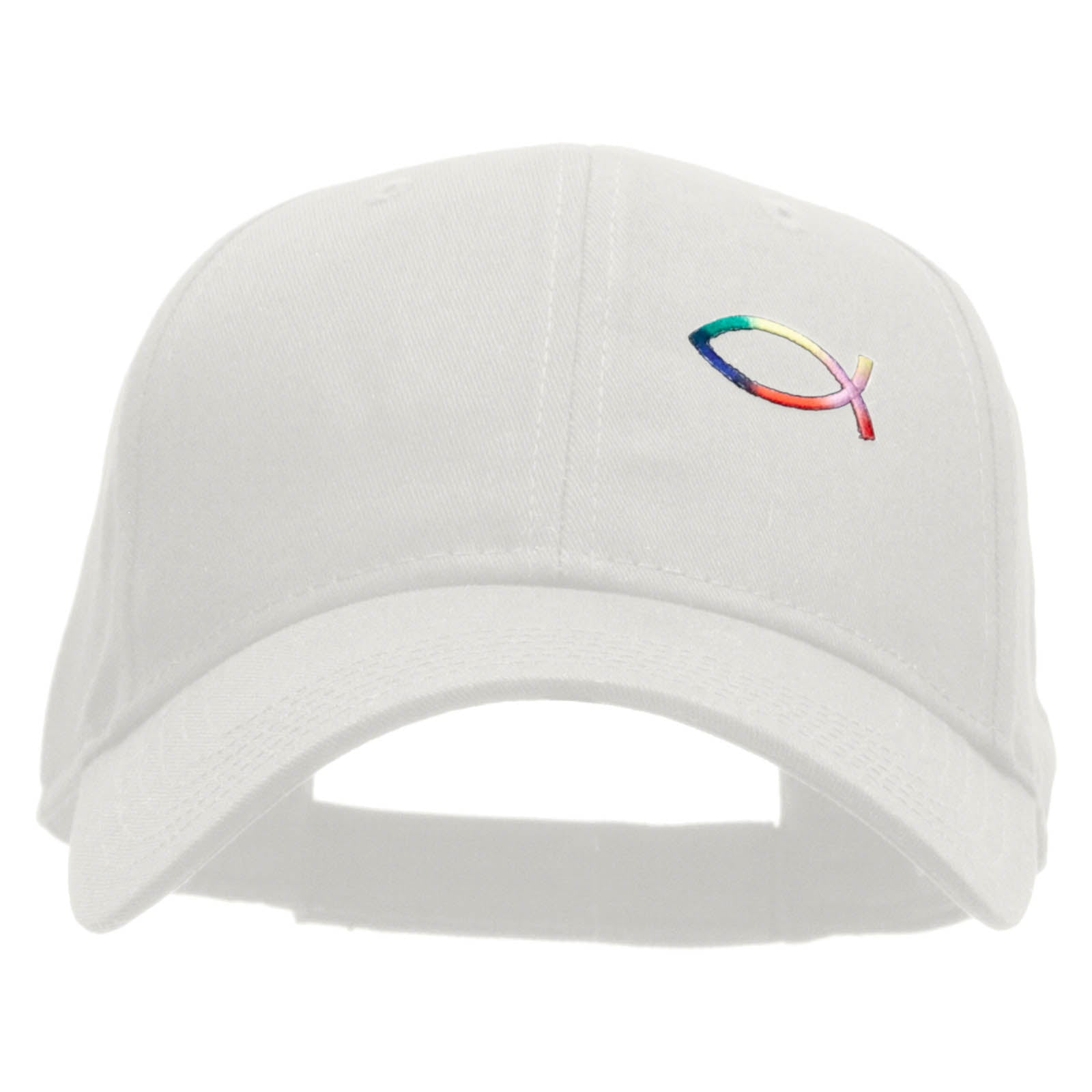 Rainbow Jesus Fish Christian Patched Low Profile Cap - White OSFM ...