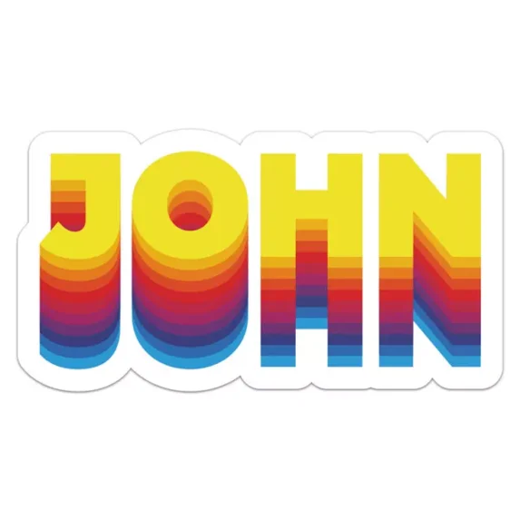 Rainbow John Name Sticker Phone Decal Water Bottle Stickers Car Decals ...