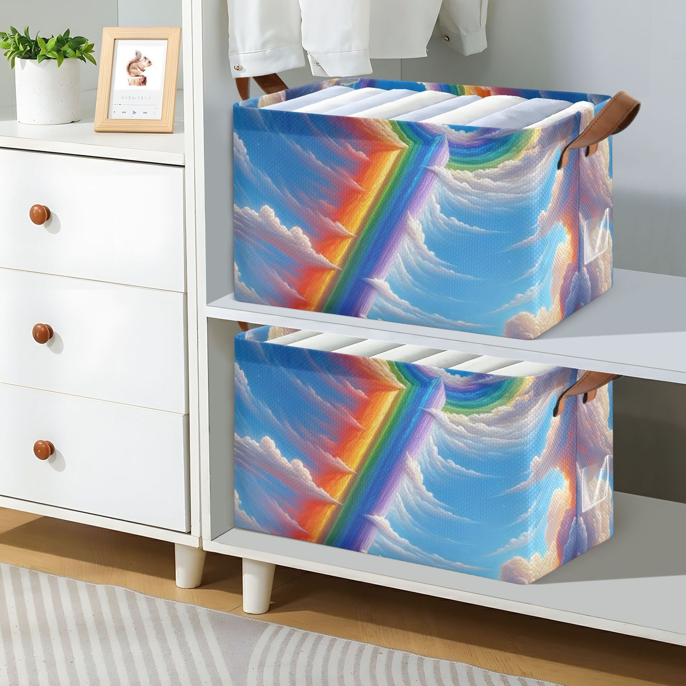 Rainbow Key Foldable Storage Large Fabric Storage Baskets Organizer ...