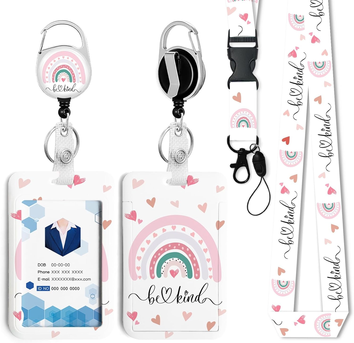 Rainbow Be Kind Badge Holder with Retractable Reel and Breakaway ...