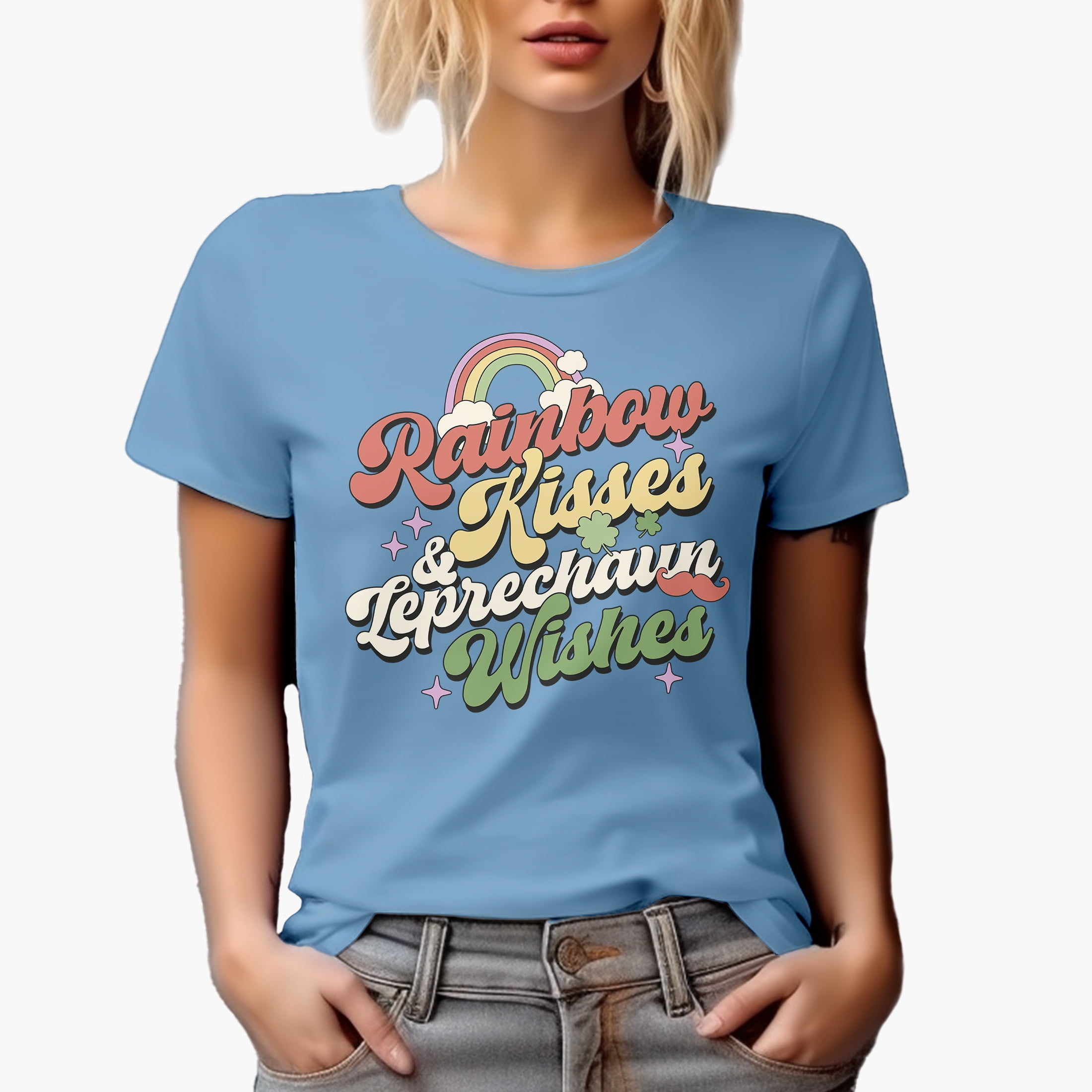 Rainbow Kisses & Leprechaun Wishes, Retro St. Patrick's Day Art Merch ...