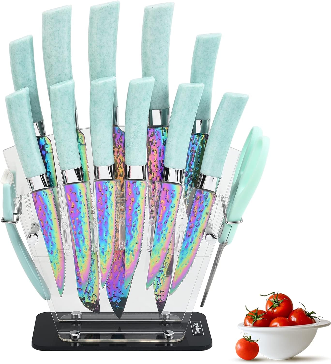 Rainbow Knife Set, Kitchen Knives Set with Acrylic Block, Thick Blade ...
