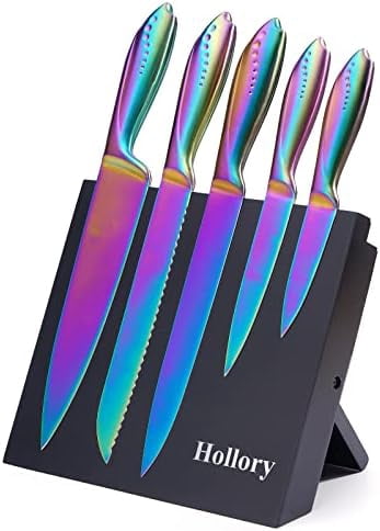 Rainbow Knives Block Set 6 Pieces, Iridescent German High Carbon ...