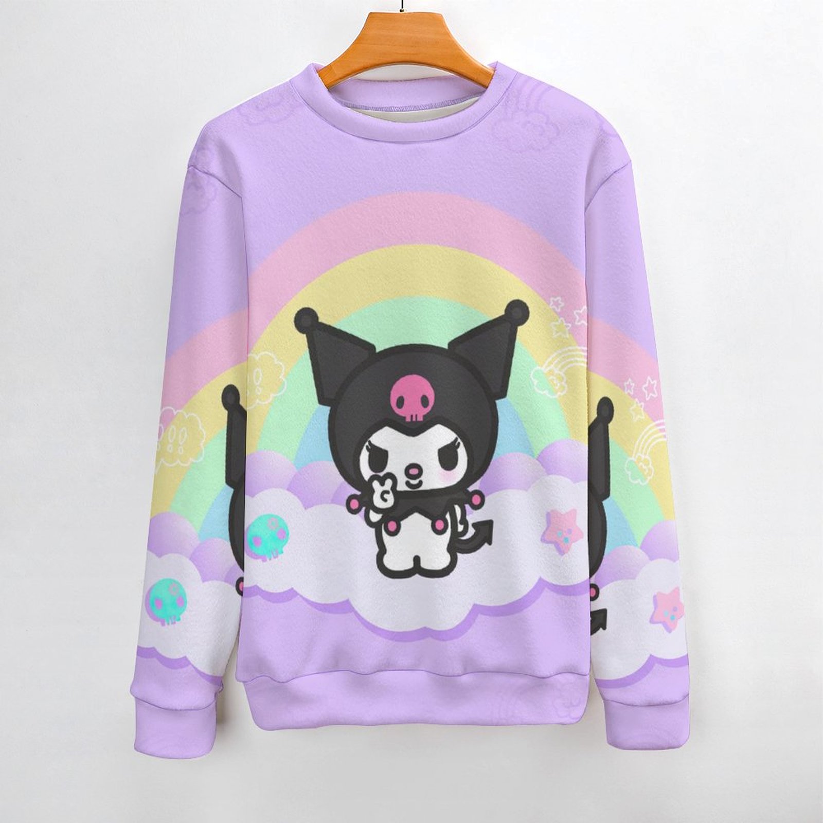 Rainbow Kuromi Round Neck Sweater Pullover Unisex Turtleneck Fashion 3D ...