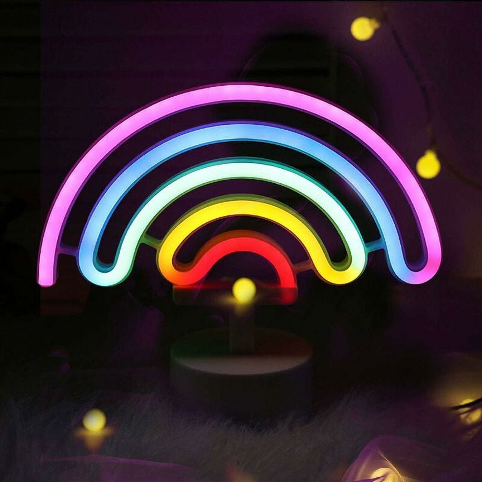 Rainbow LED Neon Night Light with Base, Battery or USB Powered LED Neon ...