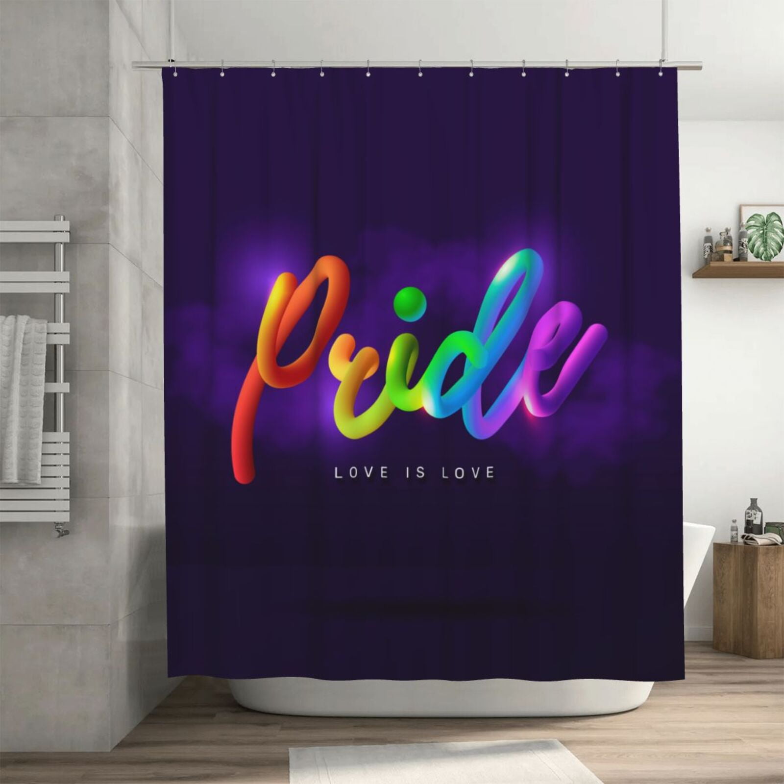 Rainbow Lgbt Pride Flag Pattern Shower Curtain Polyester Waterproof