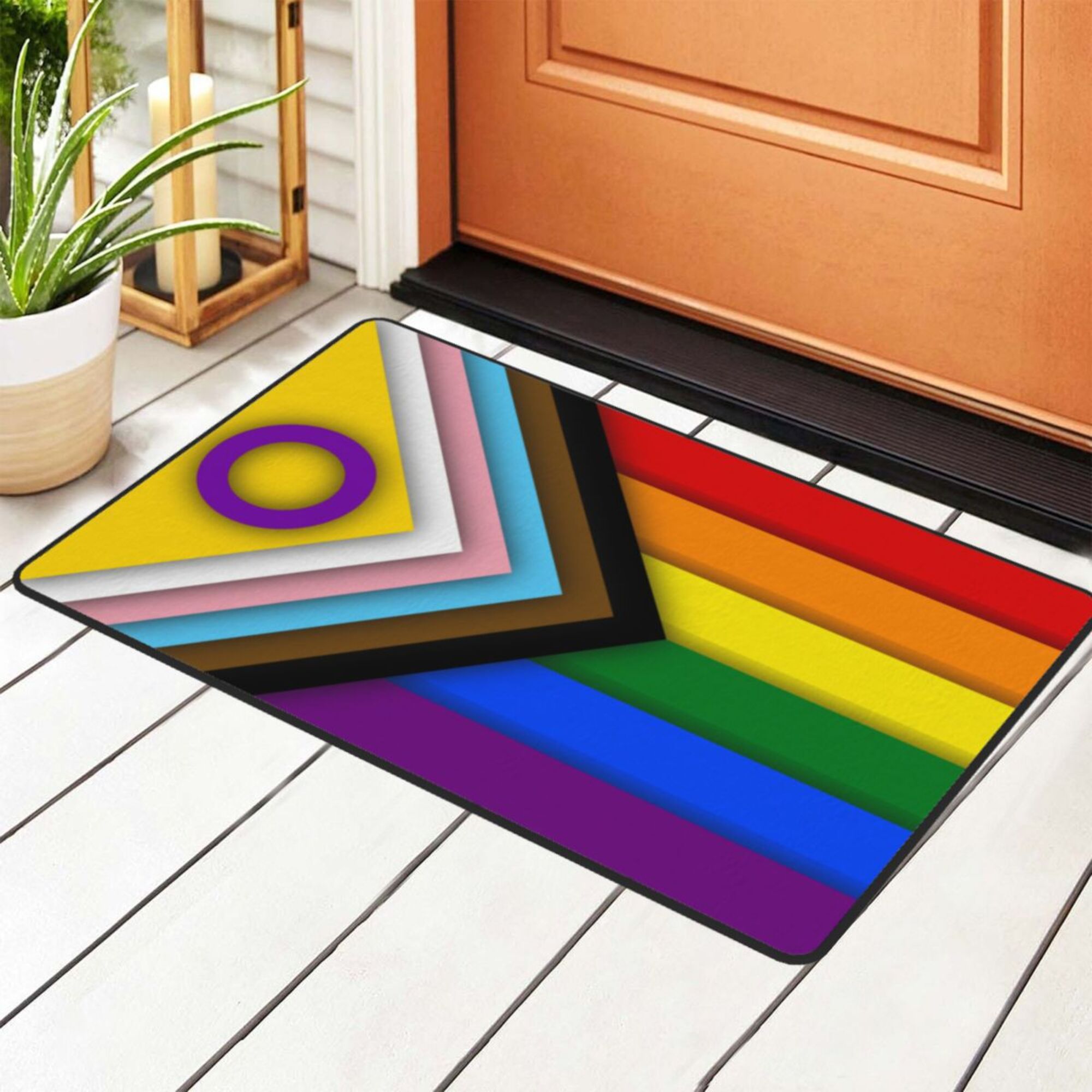 Rainbow LGBT Pride Flag Rugs Doormat, Non-Slip Machine Washable Carpets ...