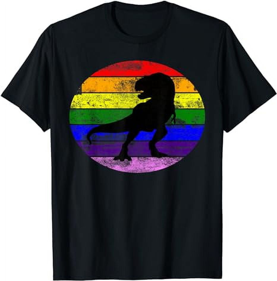 Rainbow LGBTQA Pride Tyrannosaurus T-rex Dinosaur Jurassic T-Shirt ...