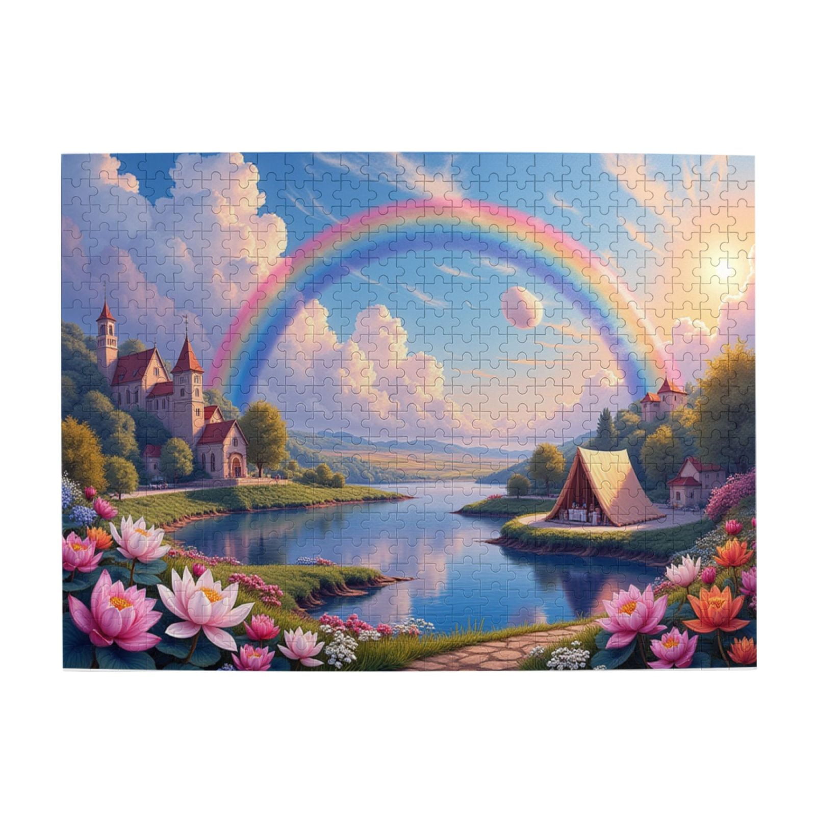 Rainbow Lake Castle 500Piece Adult Jigsaw Puzzle Challenging & Relaxing ...
