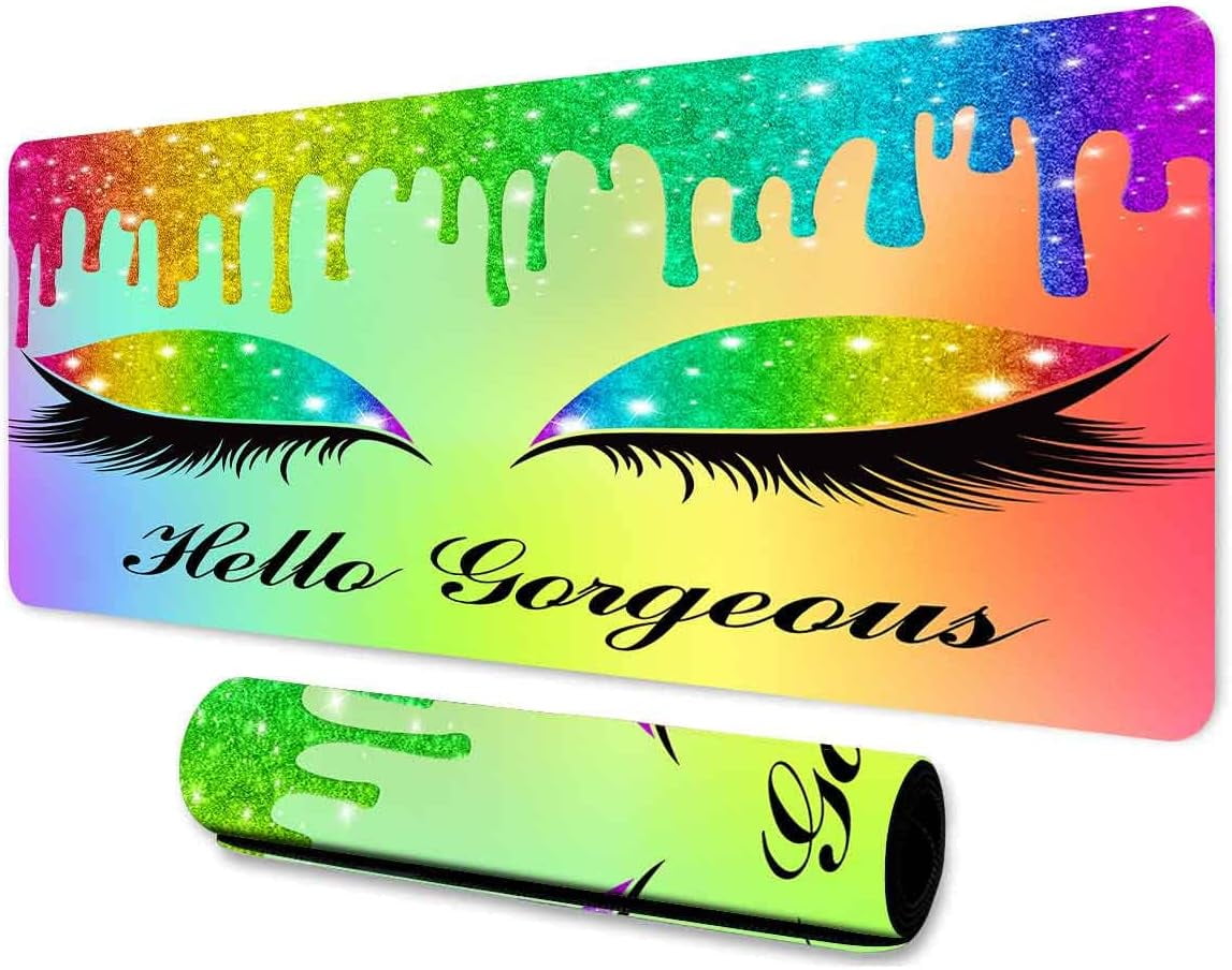 Rainbow Large Mouse Pad 31.5x11.8 Inches Colorful Shiny Water Drop ...