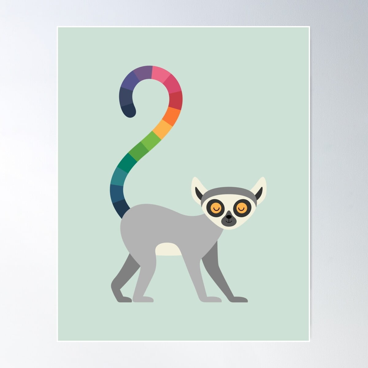 Rainbow Lemur Poster Wall Art, Modern Wall Decor For Living Room ...