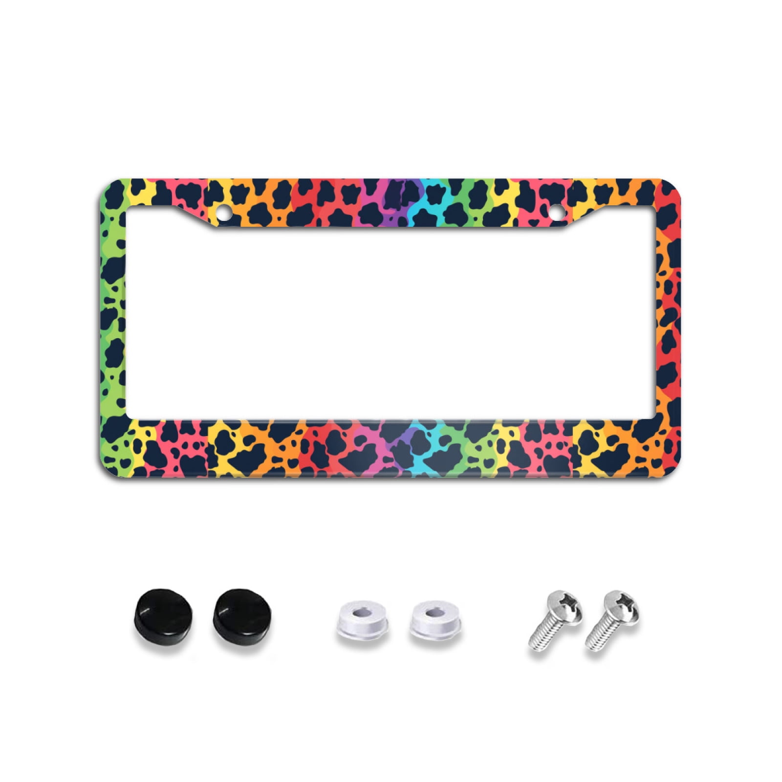 Rainbow Leopard License Plate Frames for Women Men Car Plate Holder ...
