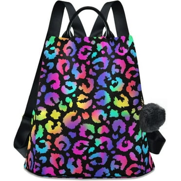 Leopard Print Backpack for Women Pu Leather Cheetah Print Shoulder ...